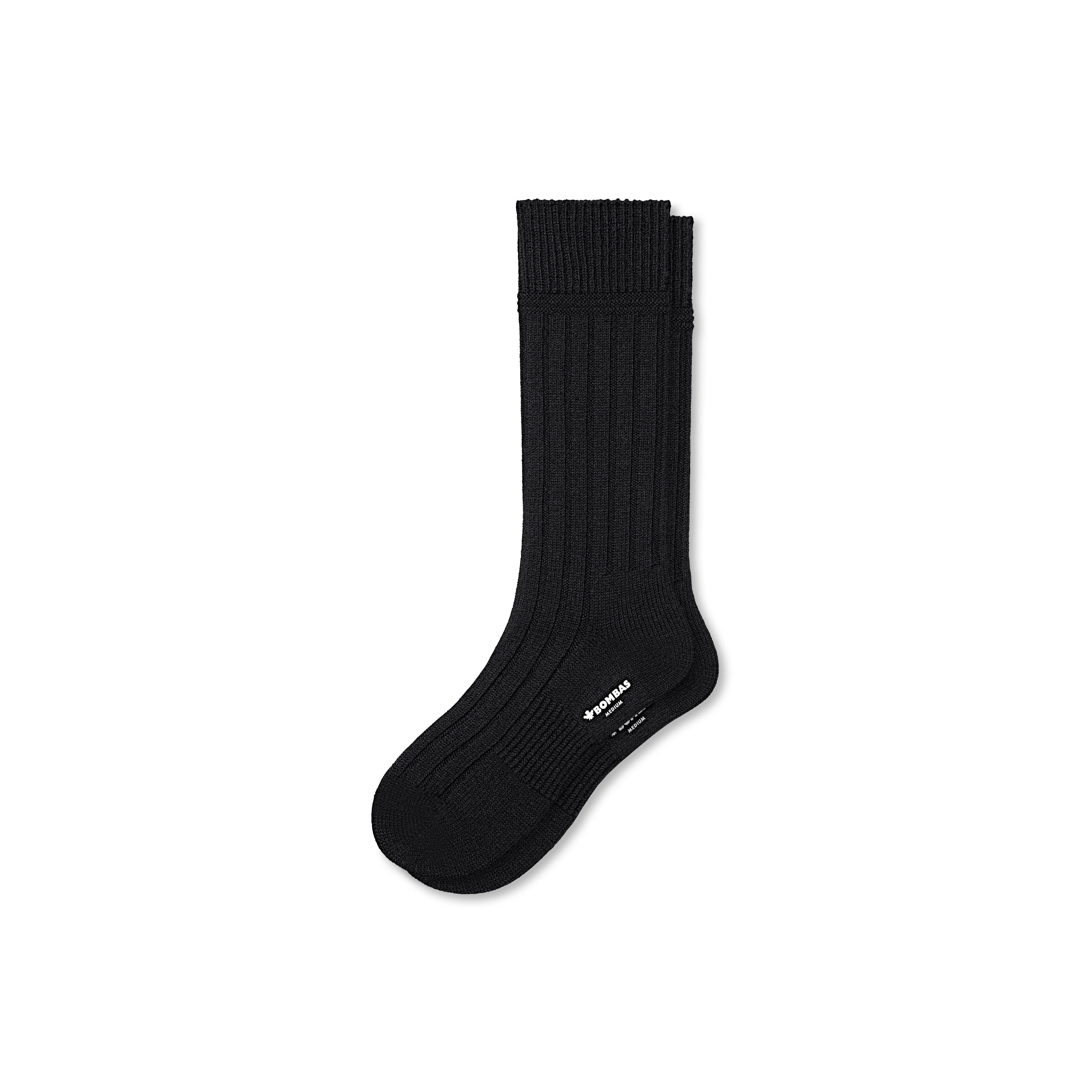 Mens Merino Cashmere Blend Rib Calf Socks Bombas
