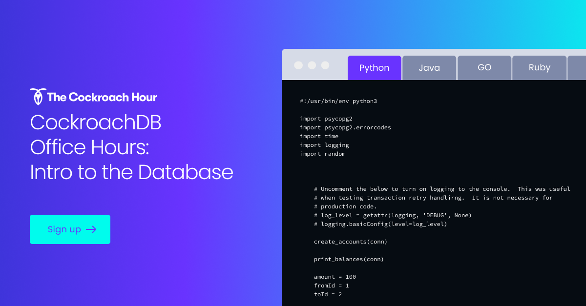 CockroachDB Office Hours: Intro to the Database