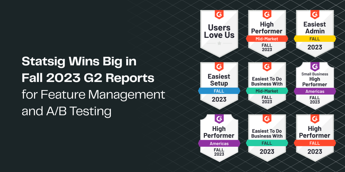 Statsig in top spots for A/B testing and feature management in Fall ...