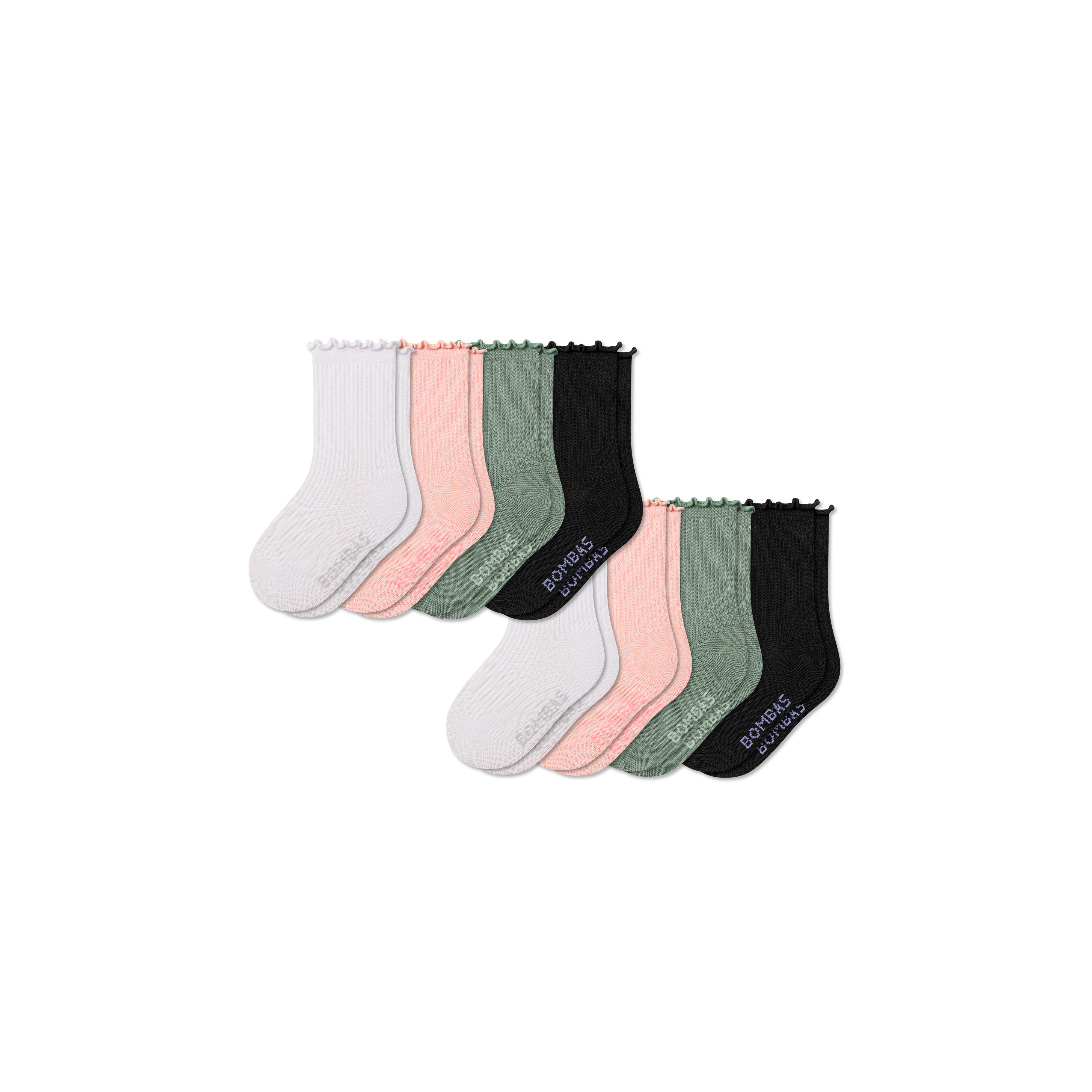 Junior Ruffle Rib Calf Sock 8-Pack - Bombas