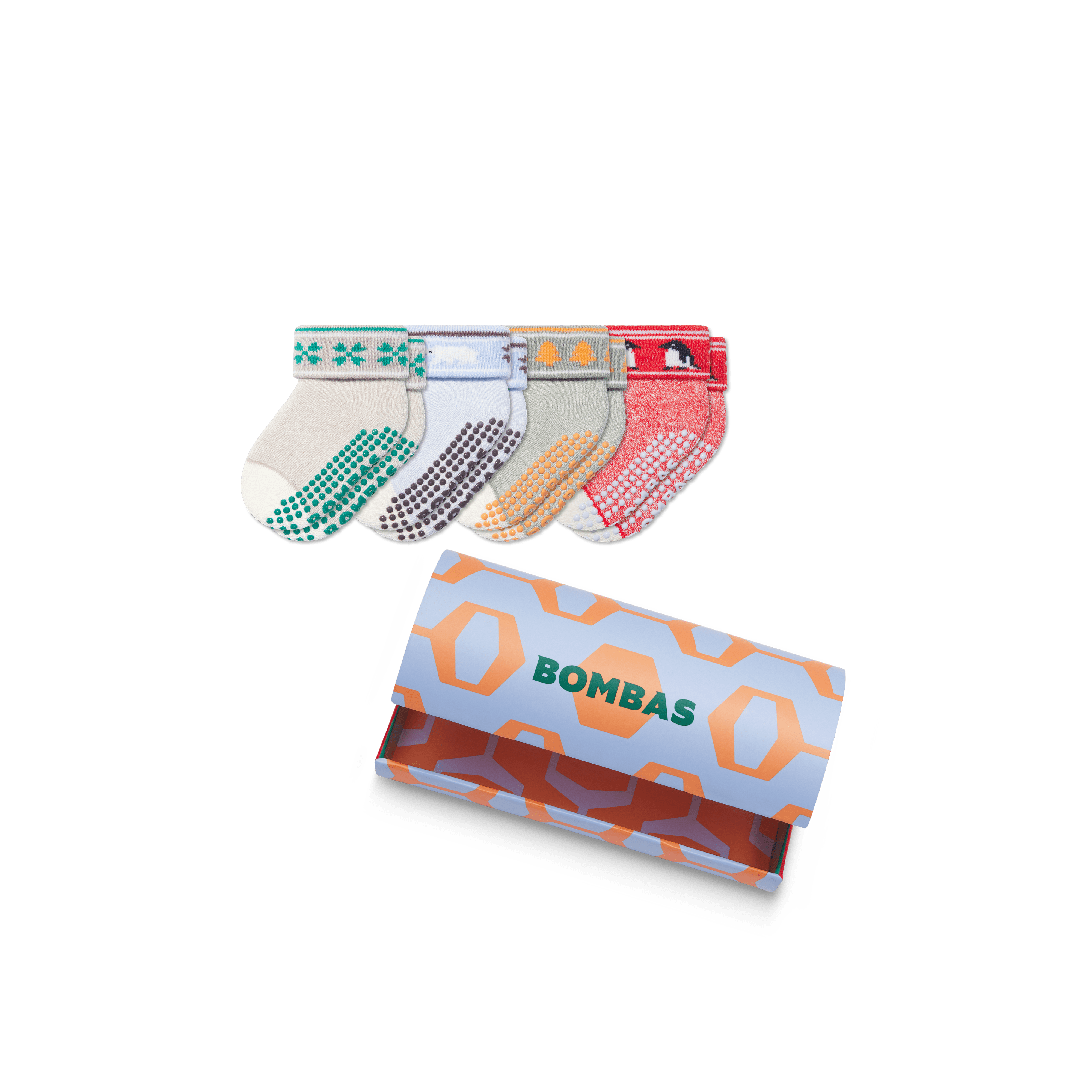Bombas Baby Holiday Gripper Sock 4-pack Gift Box (6-12 Months) In Red ...