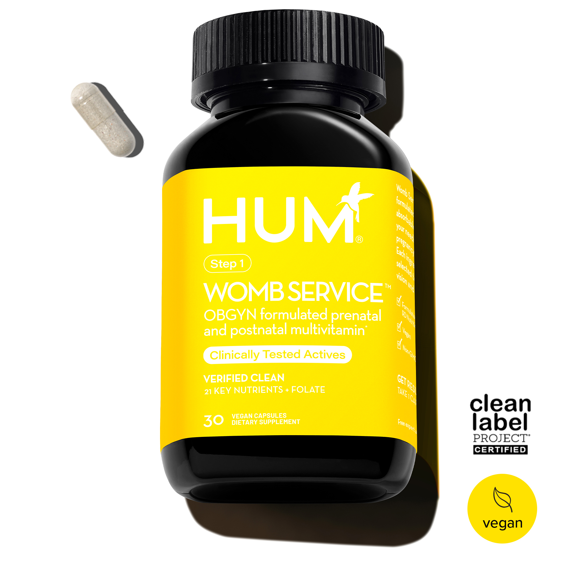 Womb Service | Vegan Prenatal Vitamins with DHA - HUM Nutrition