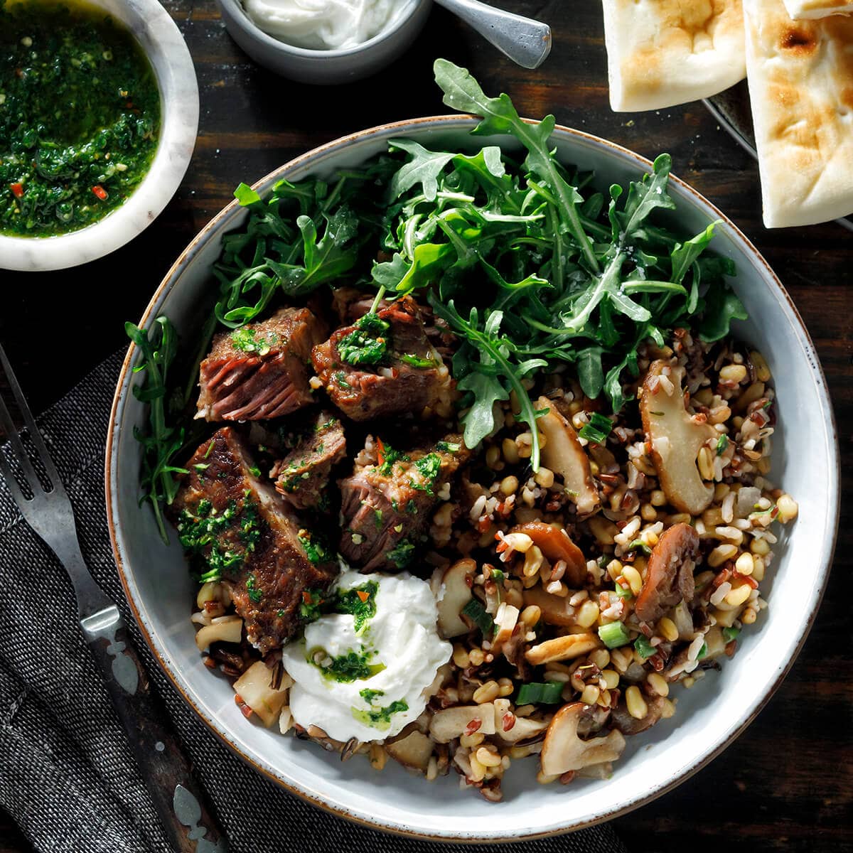 Hearty Grains, Mushrooms and Braised Short Ribs Bowl | Simplot Foods