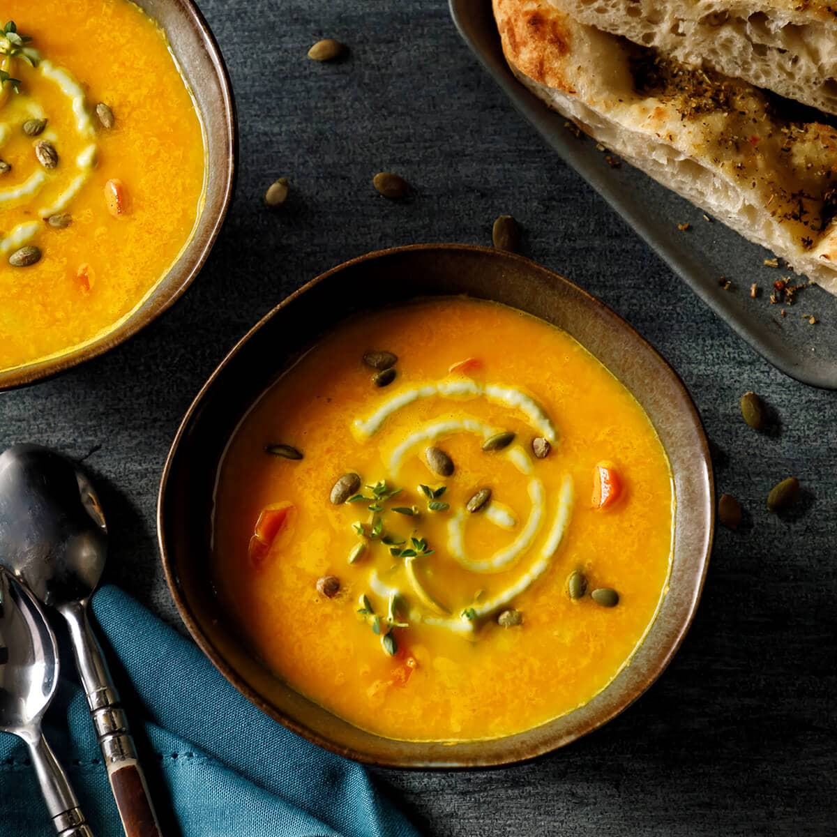 Roasted Sweet Potato Soup with Avocado Crema | Simplot Foods