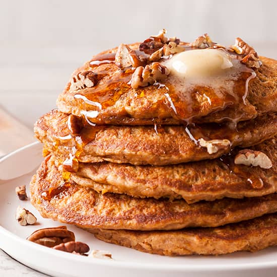 Roasted Maple Sweet Potato Pancakes with Bourbon Butter Pecans ...