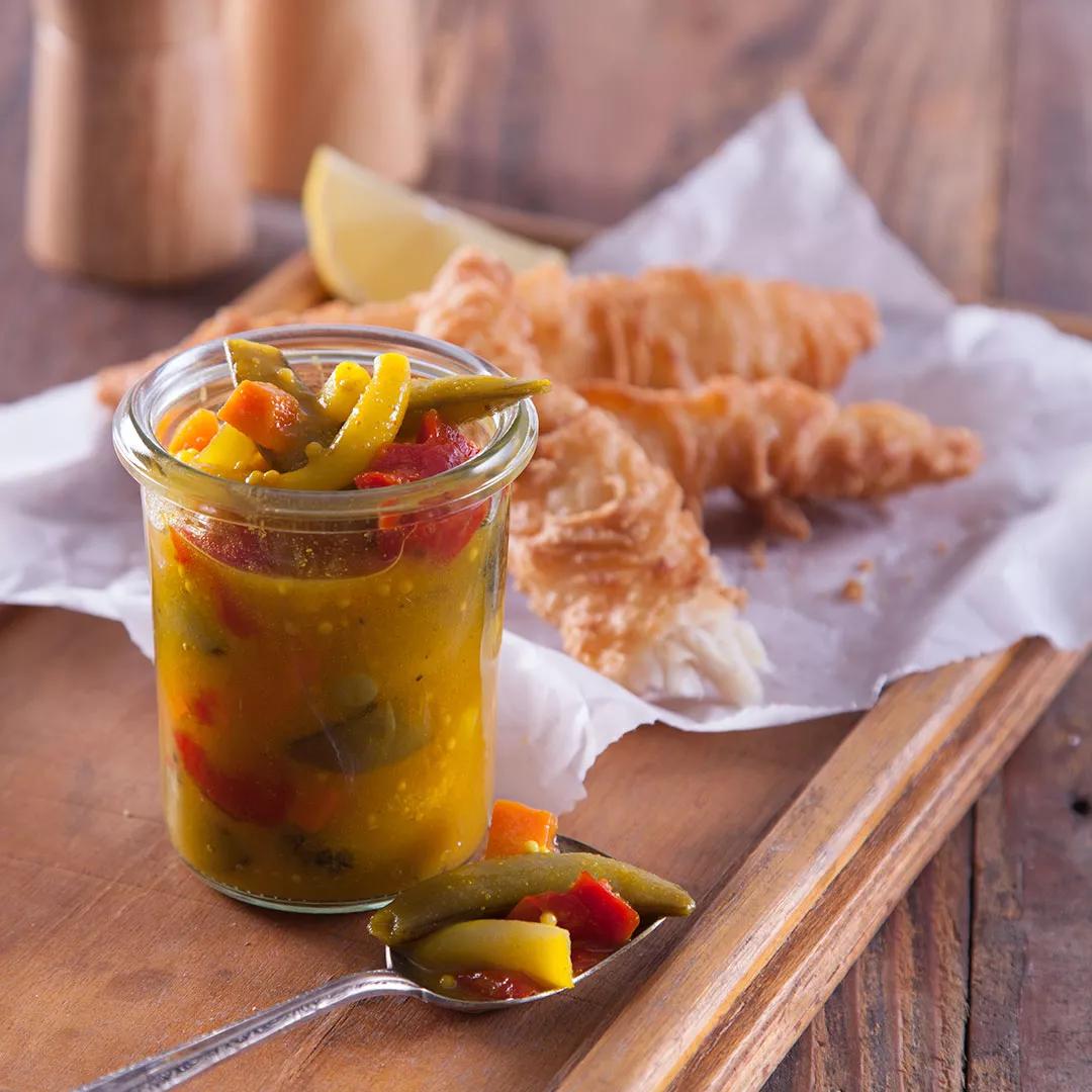 Piccalilli with Battered Fish | Simplot Foods