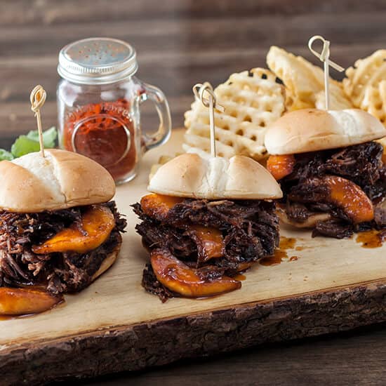Spicy Bourbon Peach Short Rib Sliders | Simplot Foods