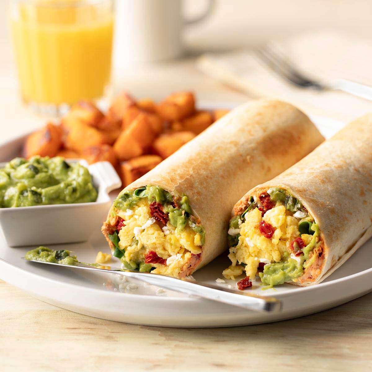 Spinach Feta Breakfast Wrap with Cucumber Tzatziki Avocado | Simplot Foods