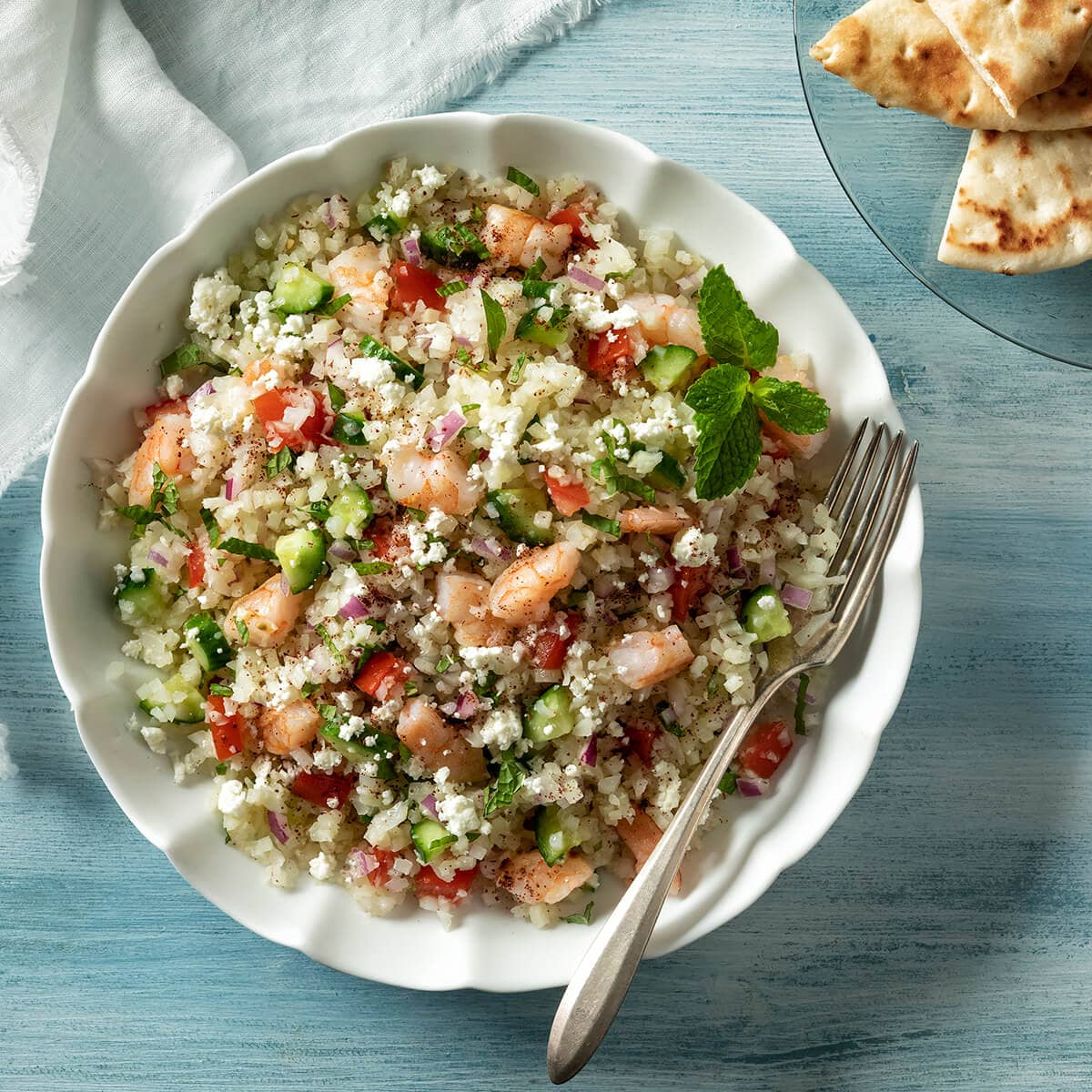 Mediterranean Shrimp, Riced Cauliflower and Vegetable Salad | Simplot Foods