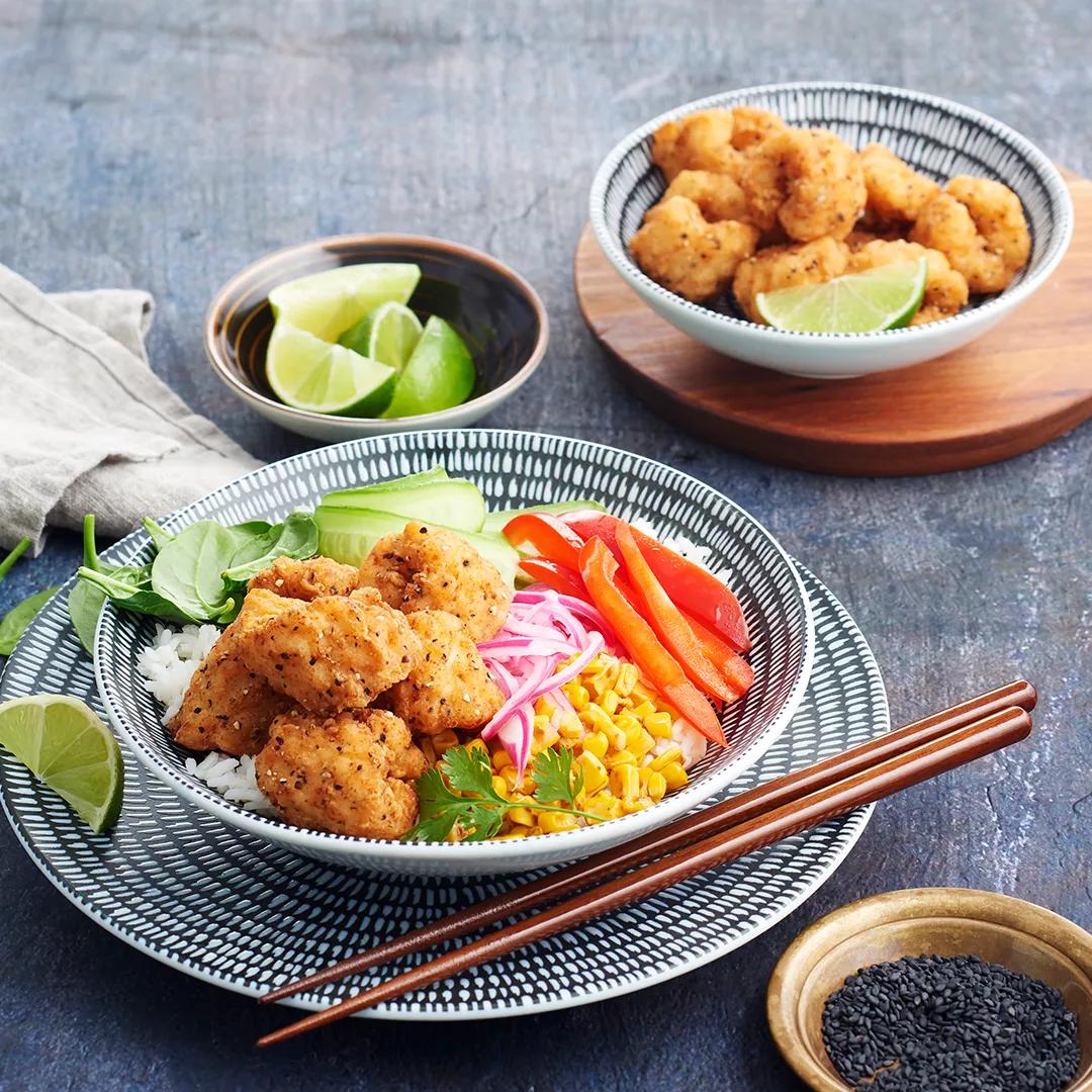 Salt & Cracked Black Pepper Squid Poke Bowl | Simplot Foods