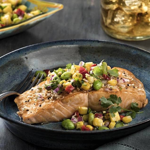 Edamame Mango Salsa on Salmon | Simplot Foods