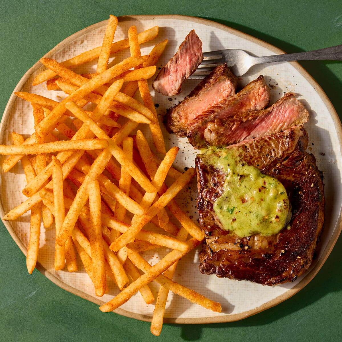 Black Garlic-Miso Avocado Butter, Steak and Frites | Simplot Foods