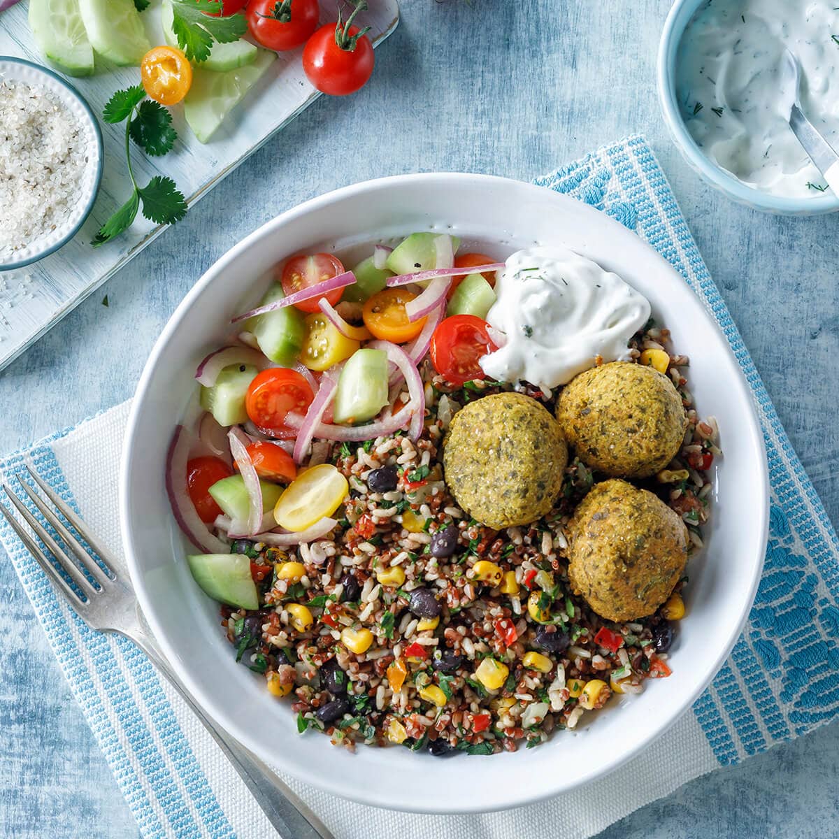 Exotic Grains Tabbouleh and Crispy Falafel Bowl | Simplot Food - USA