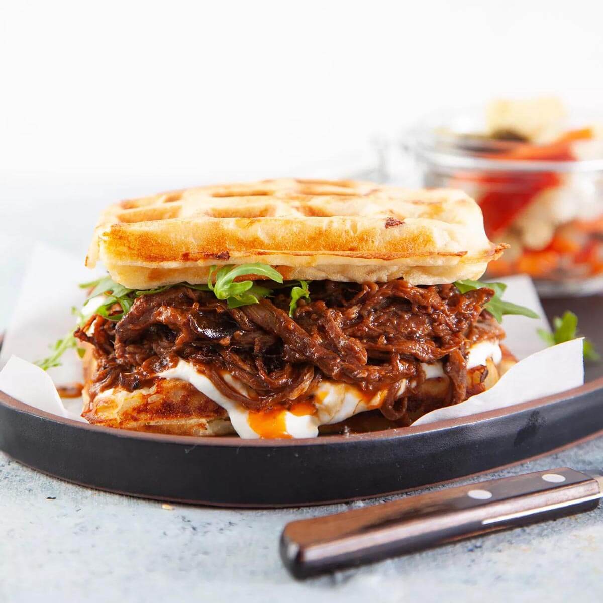 Potato Waffle & Brisket With Pickled Veg | Simplot Foods
