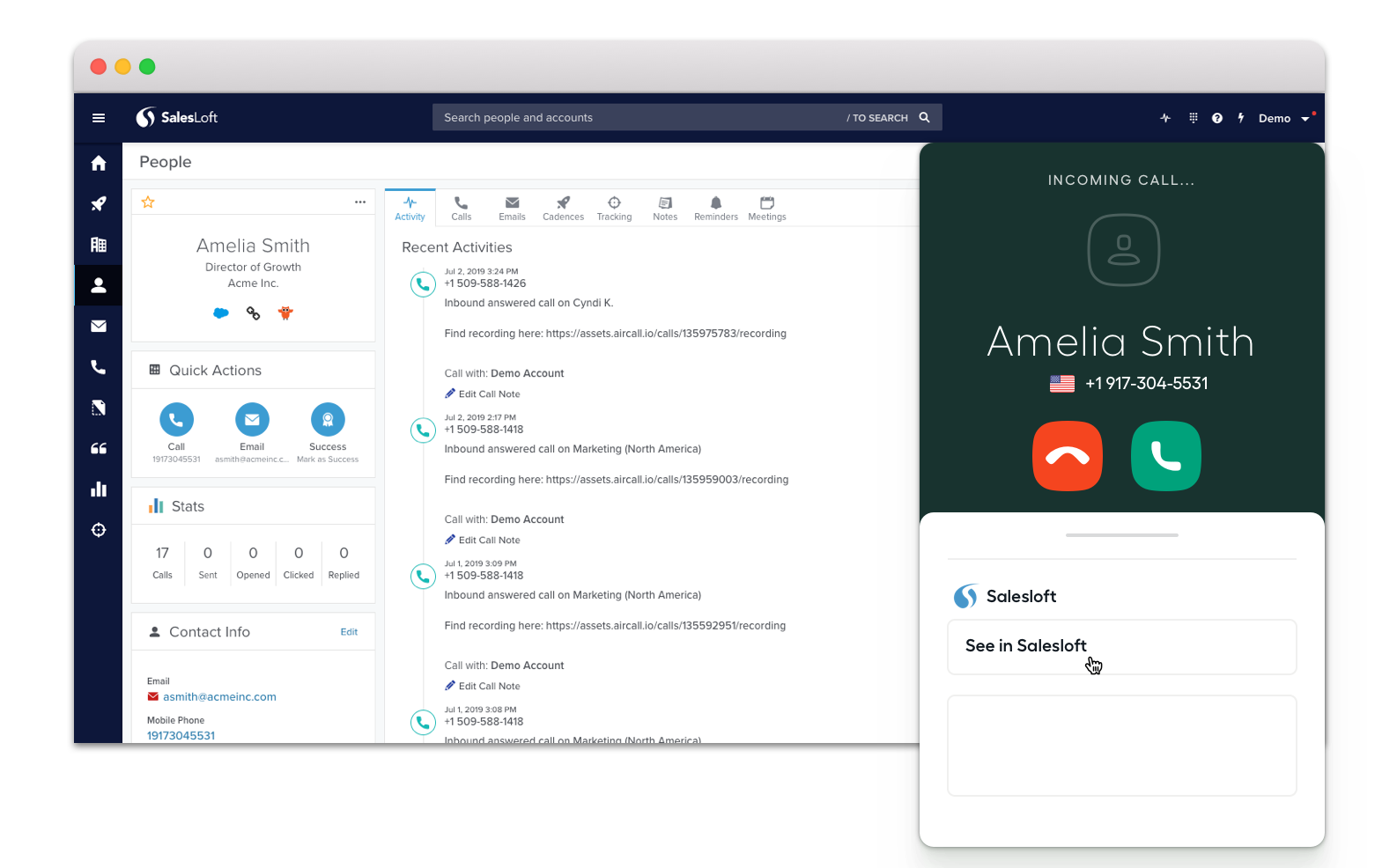 Salesloft | Aircall integration