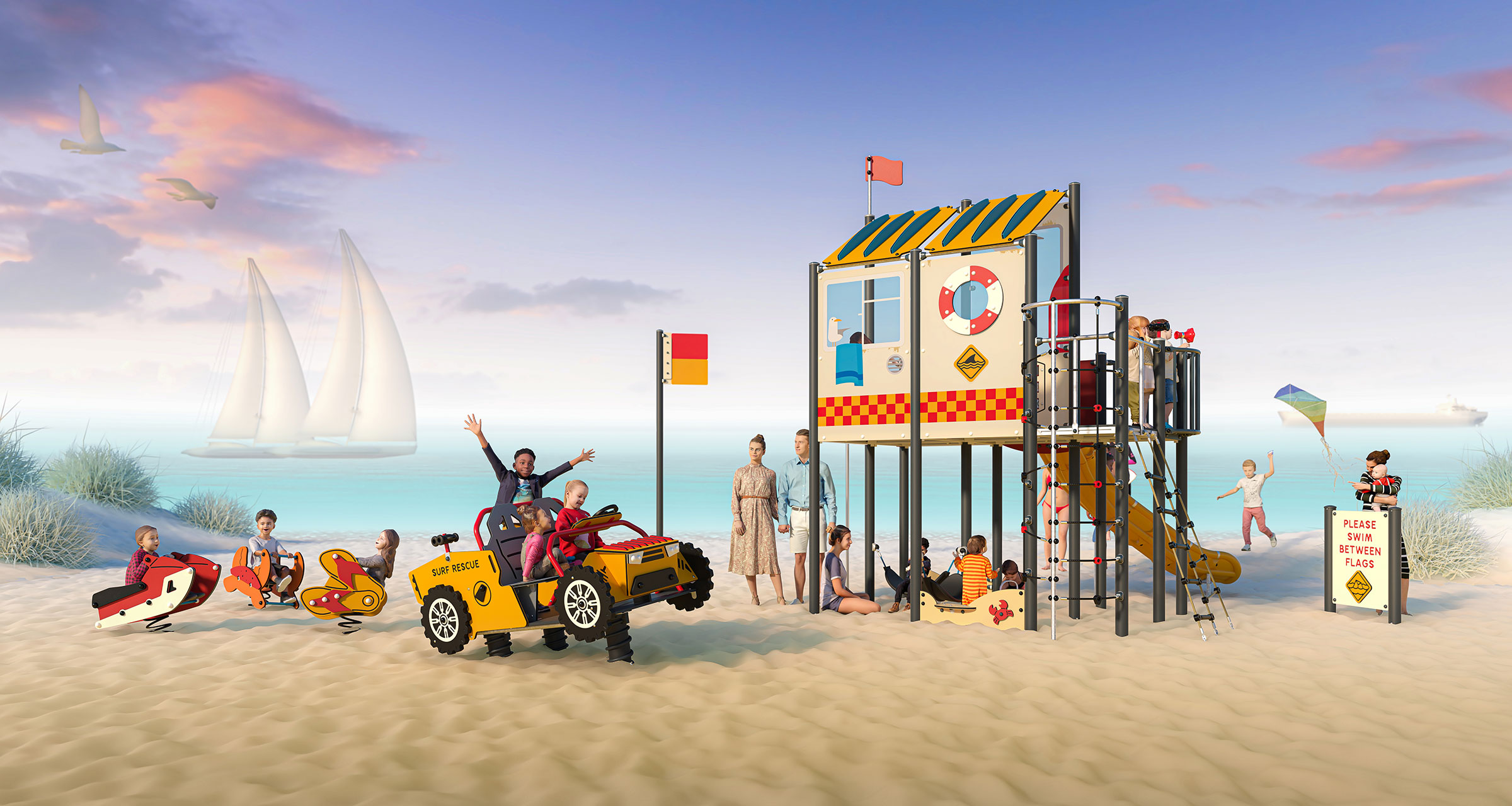 Inspirational Playground Concept | The Beach life and lifeguards | KOMPAN
