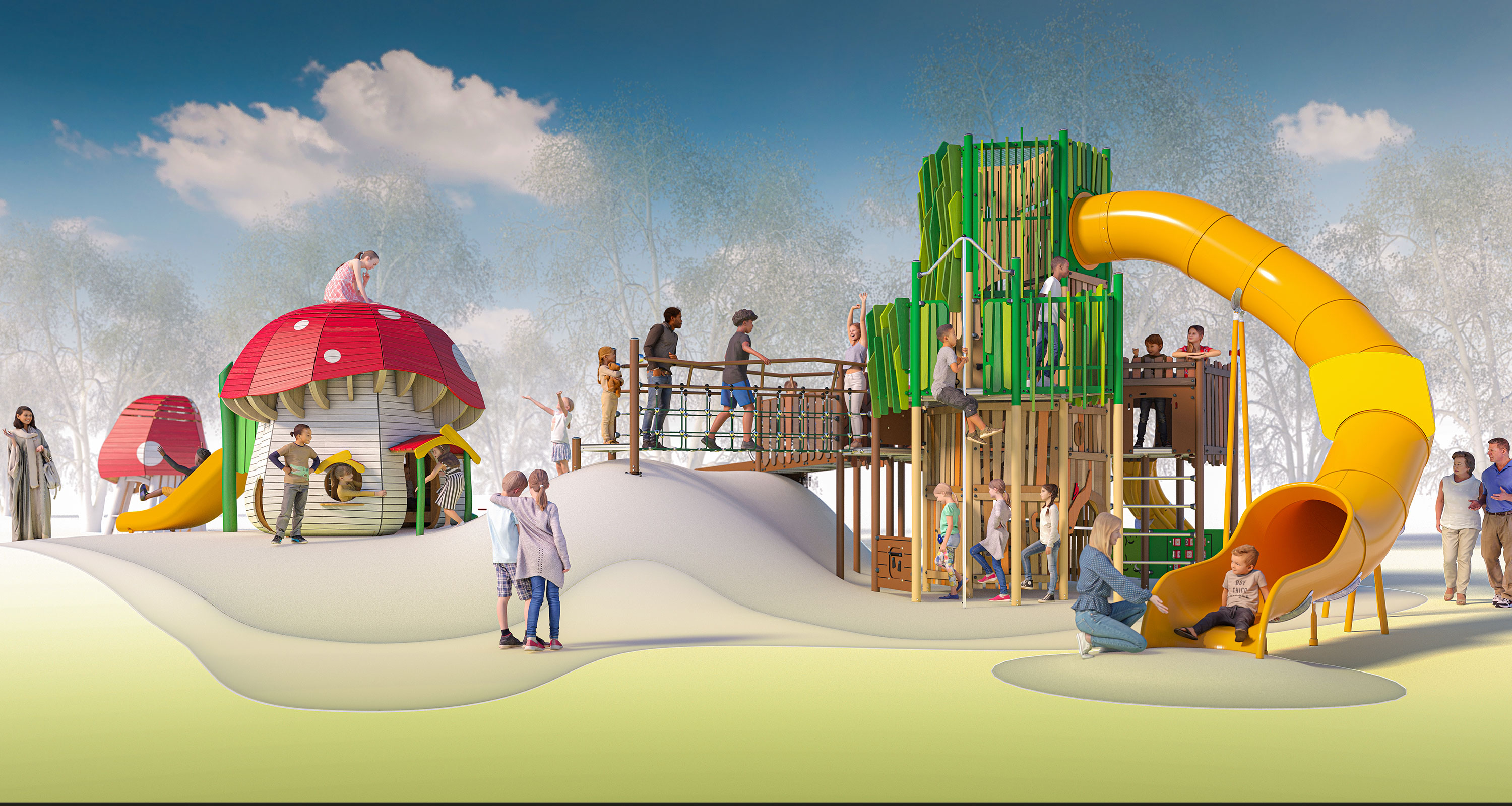 Concept d'aire de jeux inspirante | Le pin et les champignons | KOMPAN