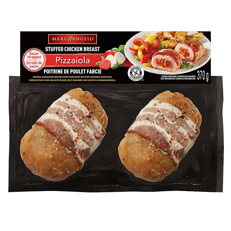 Bacon Wrapped Stuffed Chicken Breast Pizzaiola | Marcangelo Foods