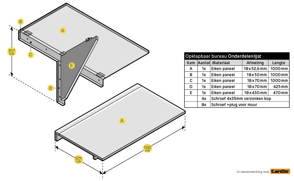Inklapbaar bureau maken | Stappenplan | brico.be