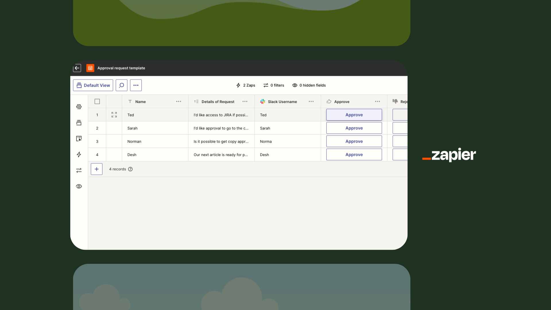 Approval Request Template | Zapier Interfaces