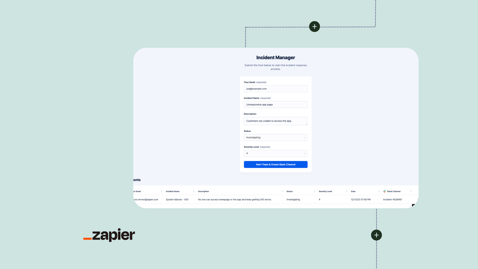 Incident Management Template | Zapier Interfaces
