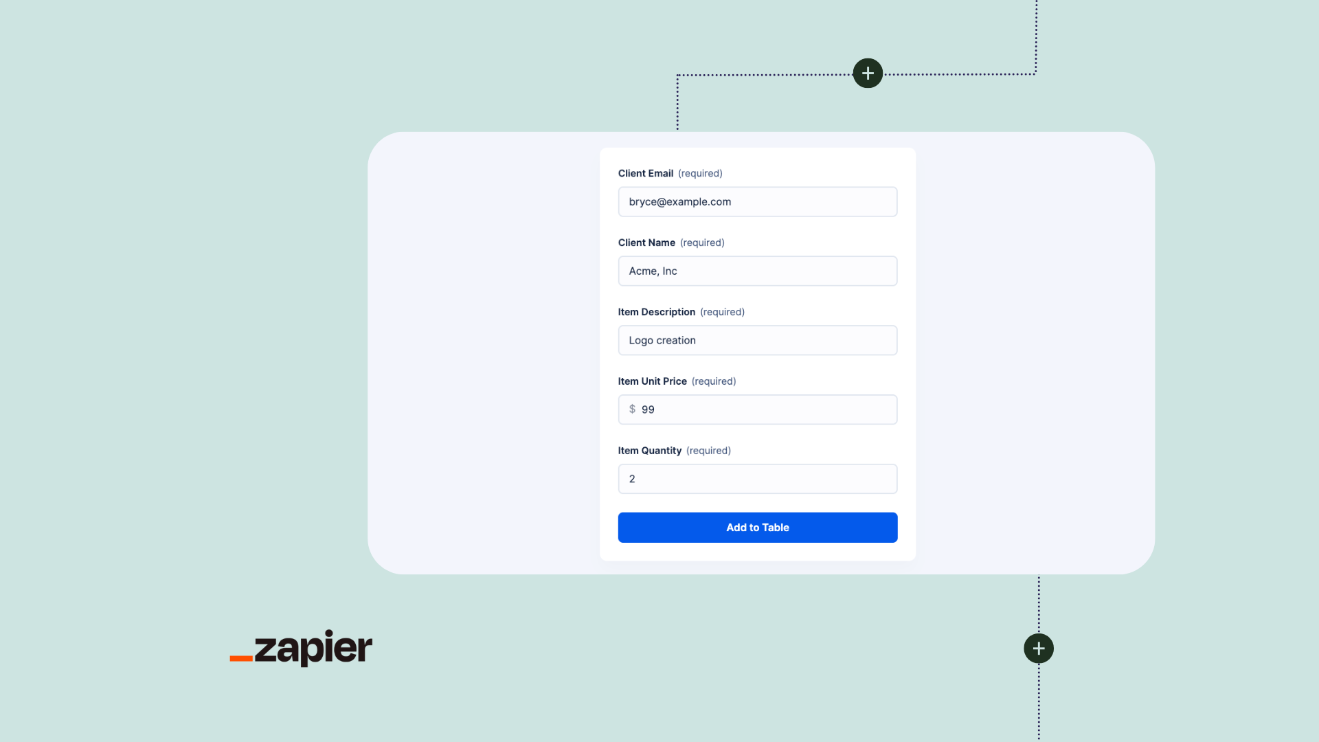 Invoice Form Template | Zapier Interfaces