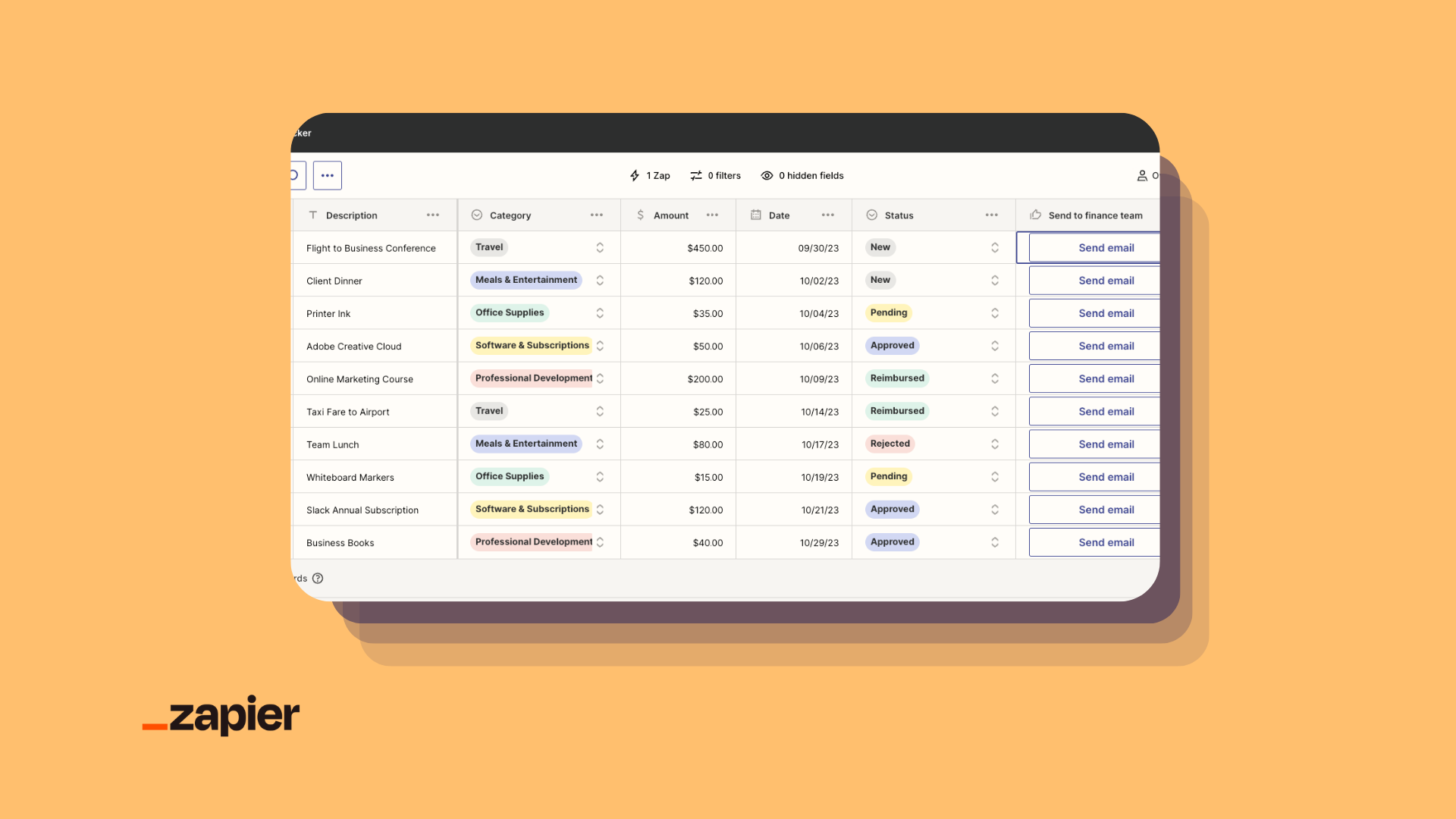 Expenses Tracker Template | Zapier Interfaces