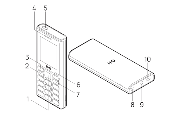 HMD 105 (2024) user guide: Keys and parts