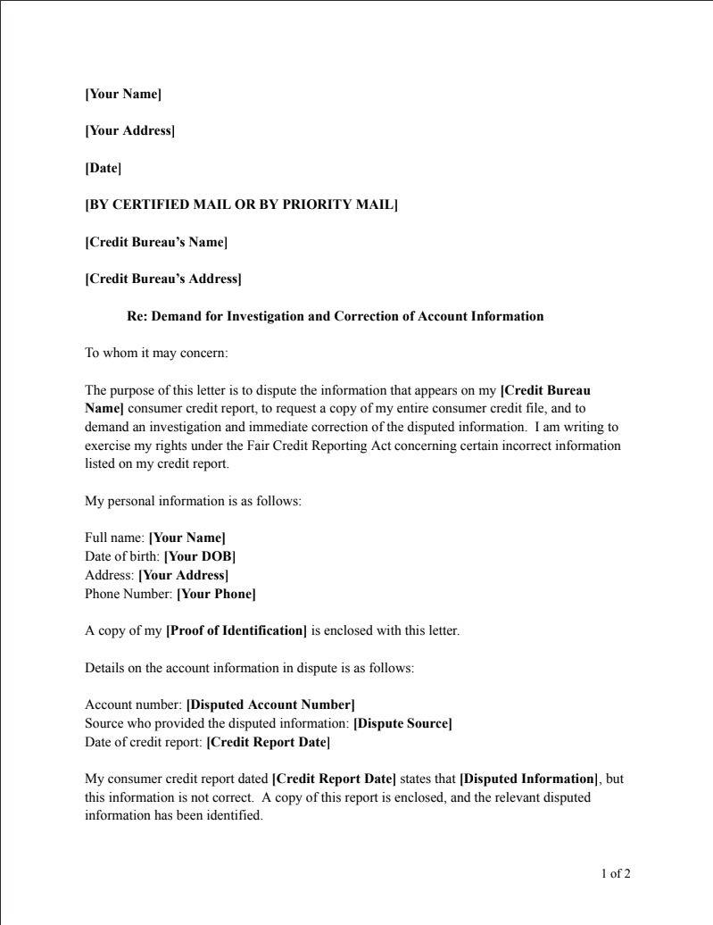 How to Write a Credit Report Dispute Letter (Free Template)