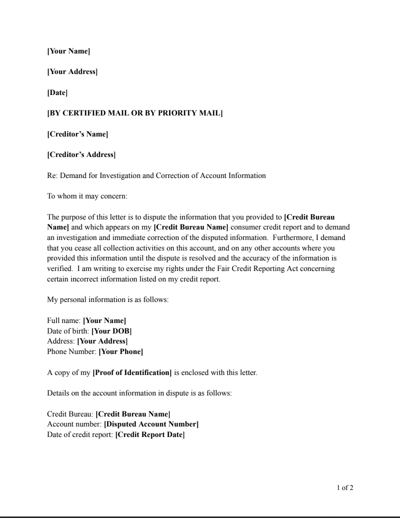 How to Write a Credit Report Dispute Letter (Free Template)