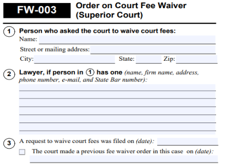 Instructions on Request to Waive Court Fees (FW-001)