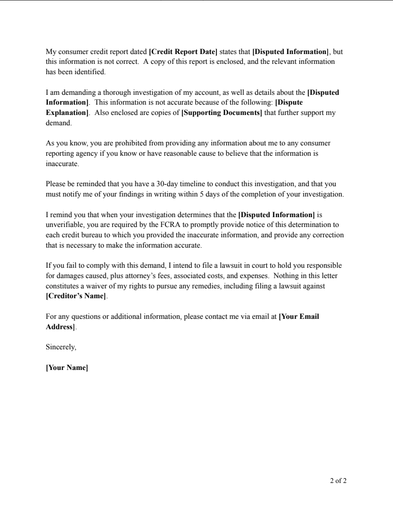 How to Write a Credit Report Dispute Letter (Free Template)
