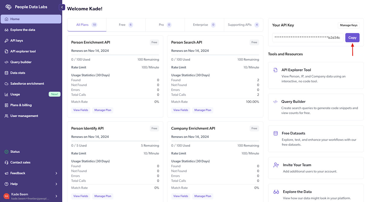 API Dashboard Quickstart | People Data Labs Blog