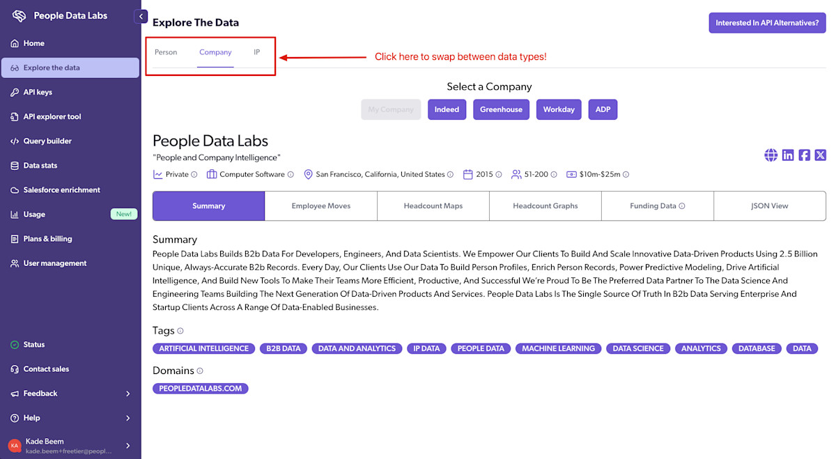 API Dashboard Quickstart | People Data Labs Blog