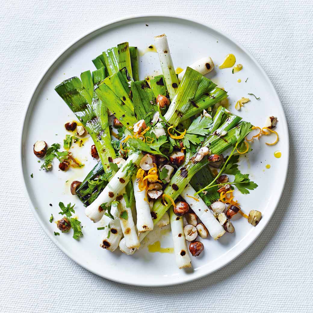 Charred Leeks with Hazelnuts Recipe | Ocado