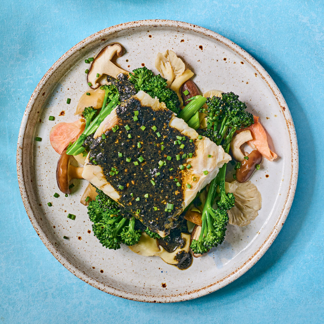 Steamed Shio Koji Cod with Black Sesame Sauce Recipe | Ocado