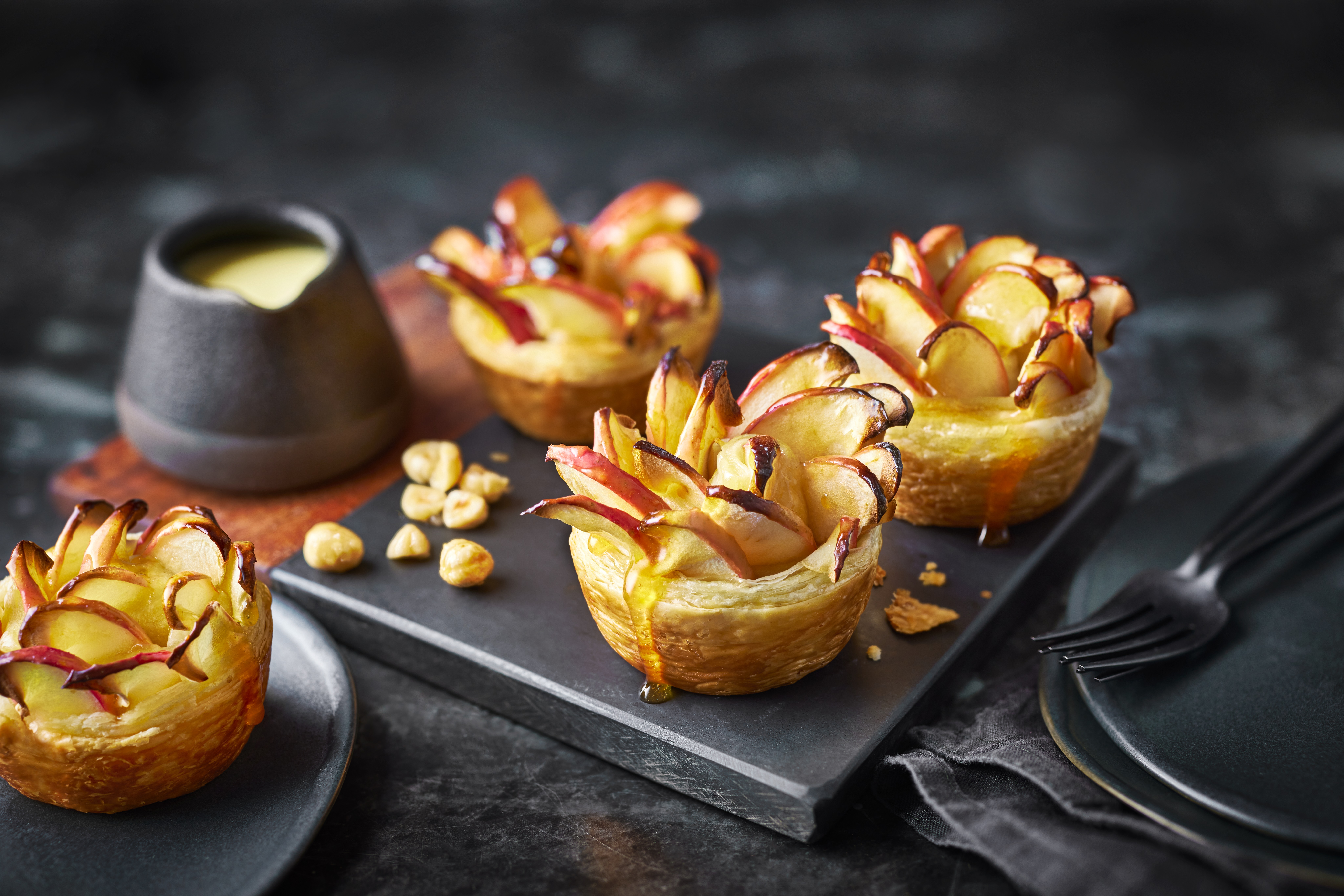 Mini Vegan Tarte aux Pommes with Crème Anglaise