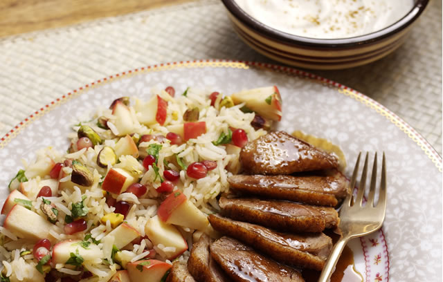 Pink Lady apple Persian Jewelled Rice with Duck Recipe | Ocado