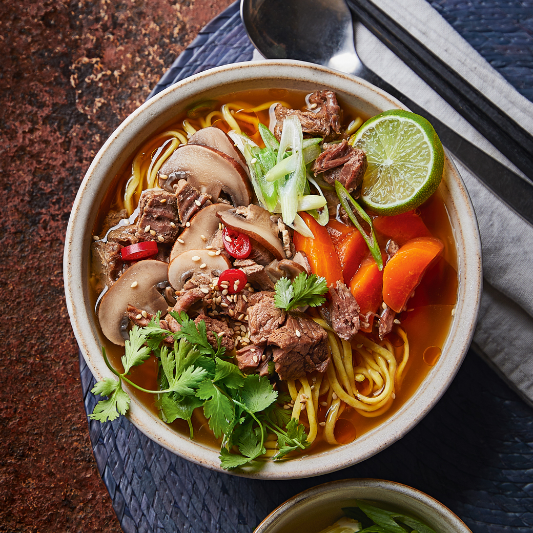 Beef Shin Broth with Ginger, Chilli and Noodles Recipe | Ocado