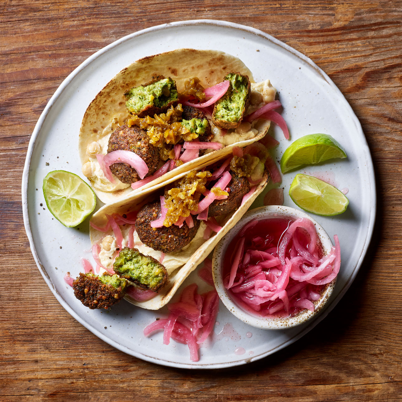 Smashed Falafel Tacos