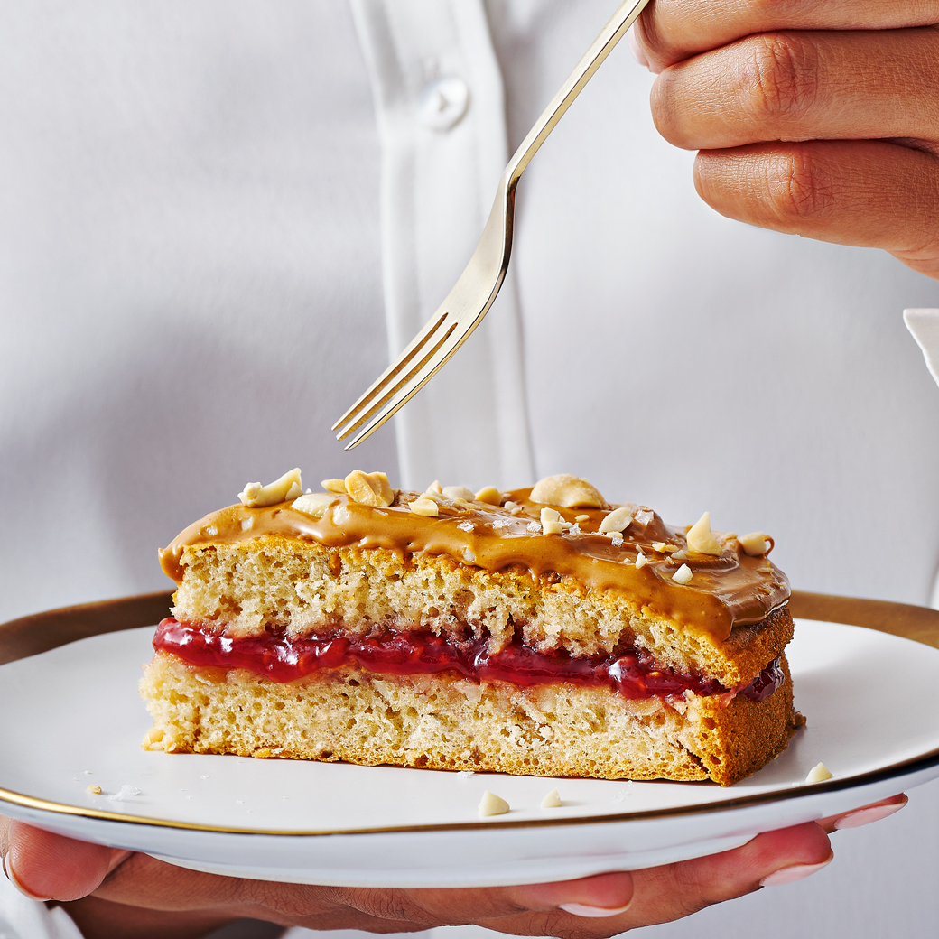 Vegan Peanut Butter and Jam Sandwich Cake Recipe | Ocado