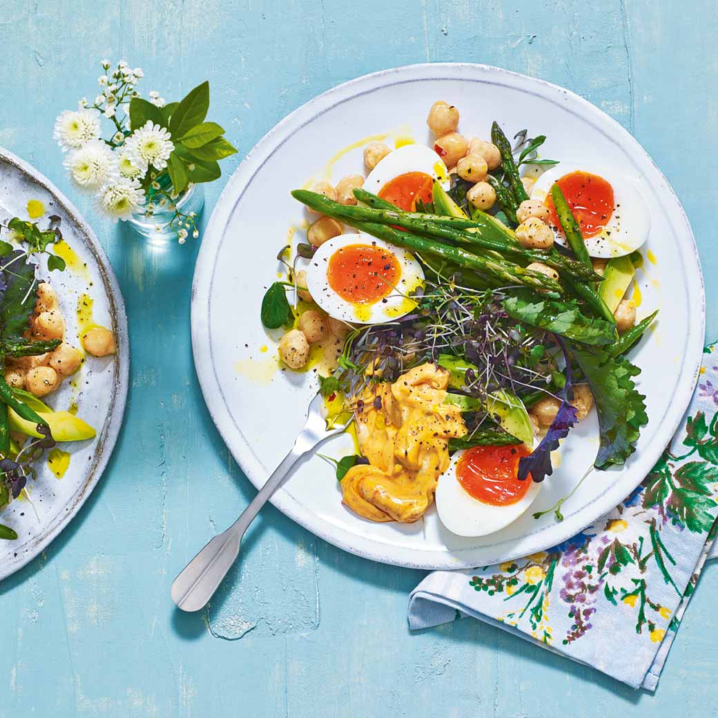 Baby Kale & Chickpea Salad with Harissa Mayonnaise Recipe | Ocado