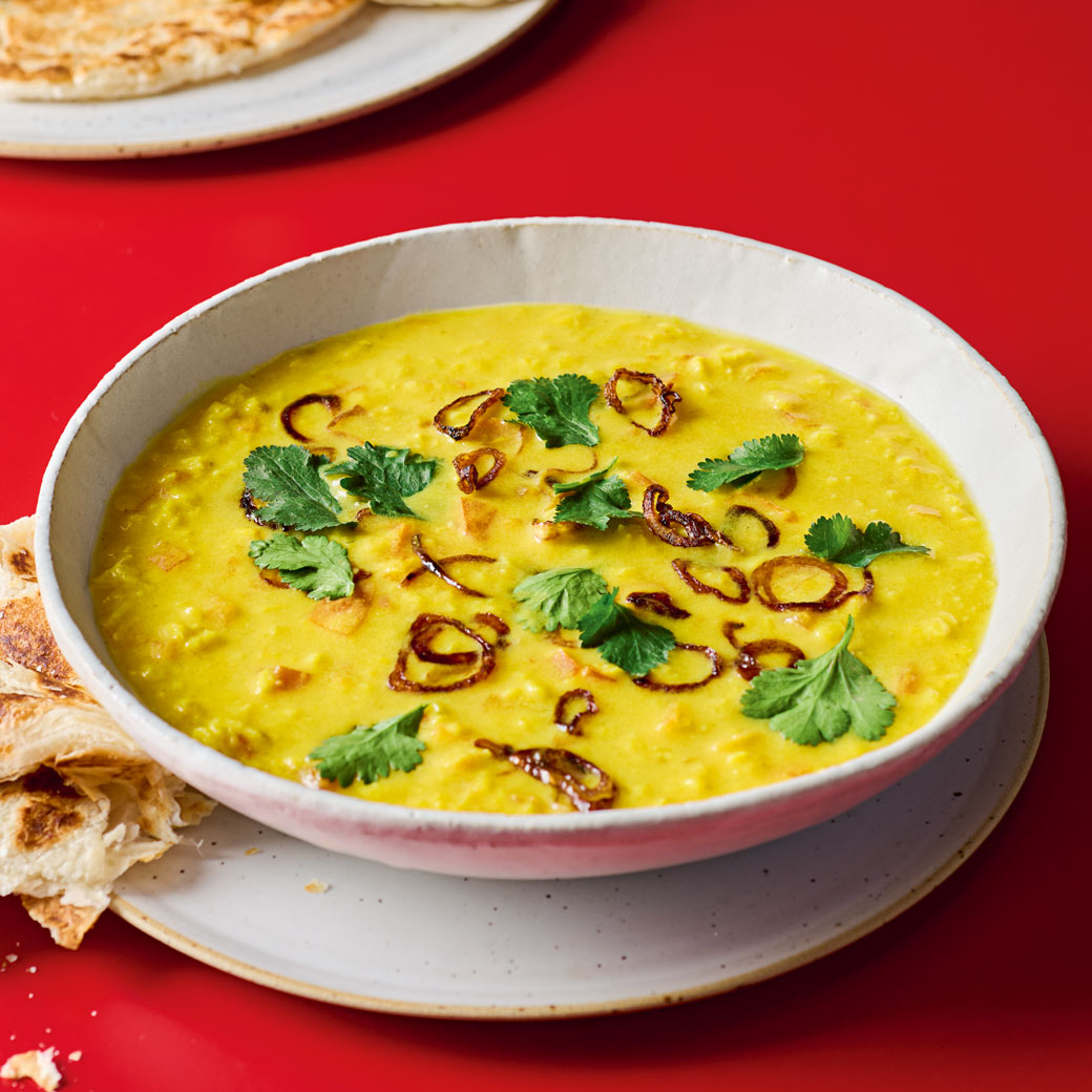 Coconut Dal with Fried Shallots and Flatbread Recipe | Ocado