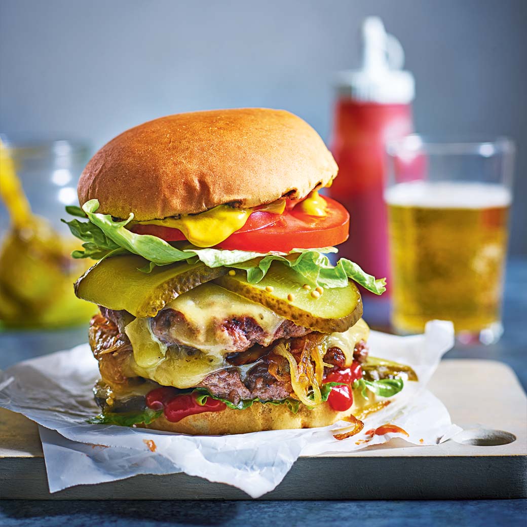 Ultimate double beef burger stack Recipe | Ocado