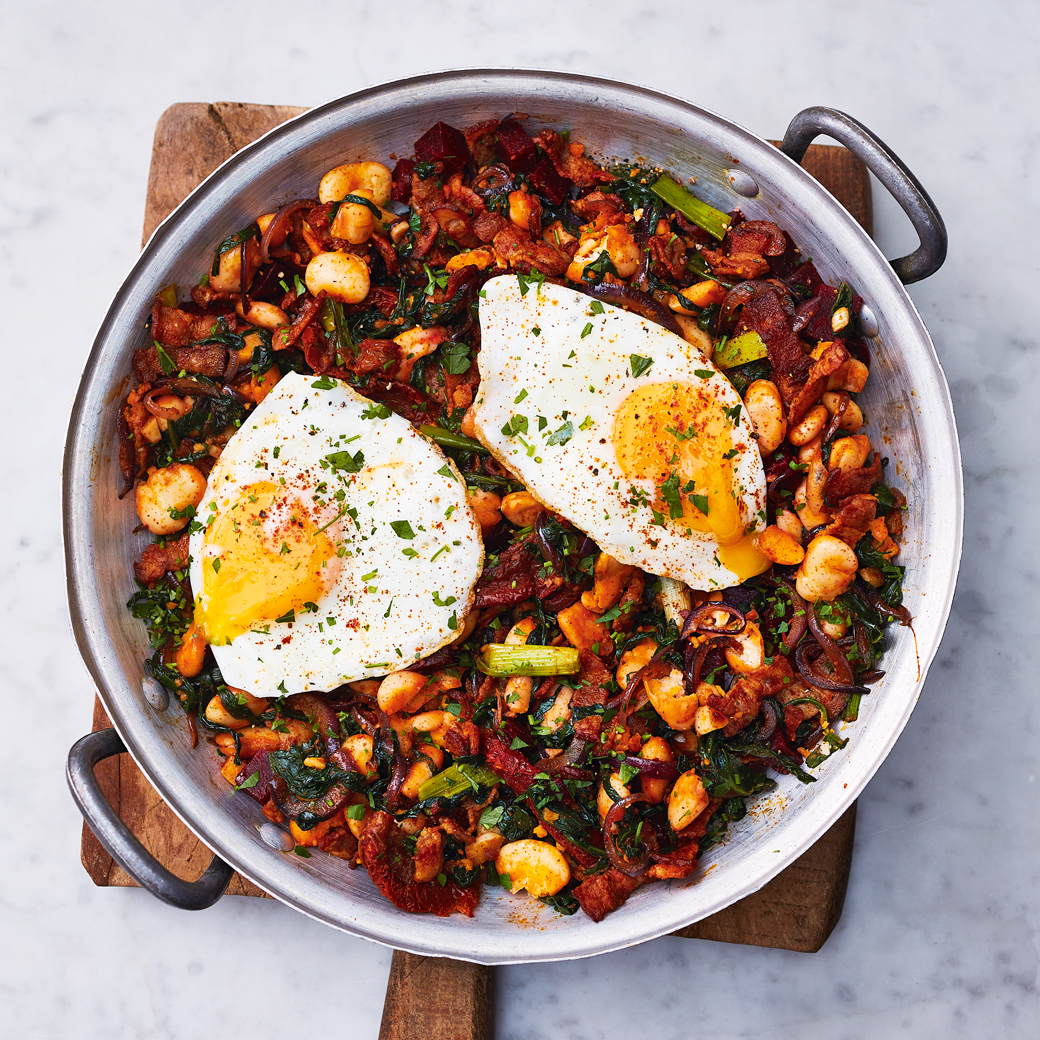 Bean, Bacon and Beetroot Hash Recipe | Ocado