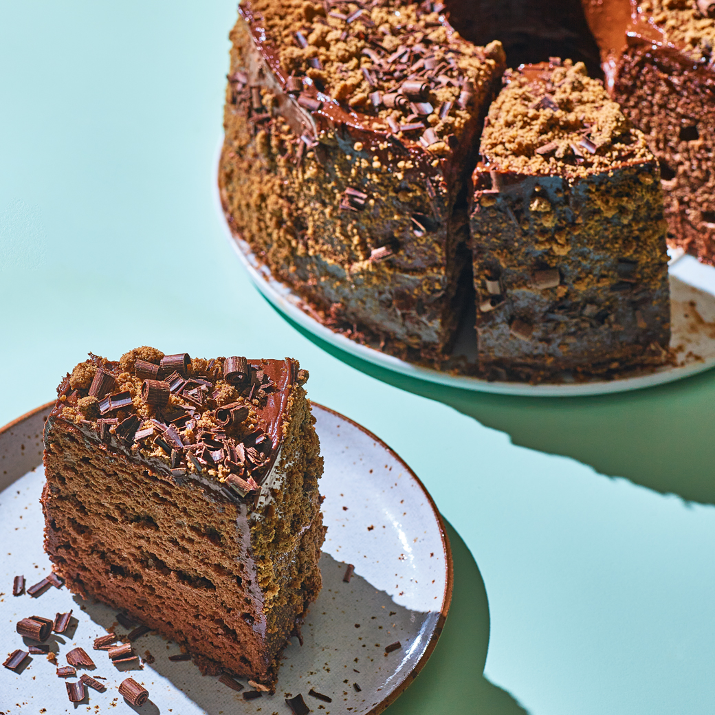 Dark Chocolate Angel Cake with a Crunchy Chocolate Crust Recipe | Ocado