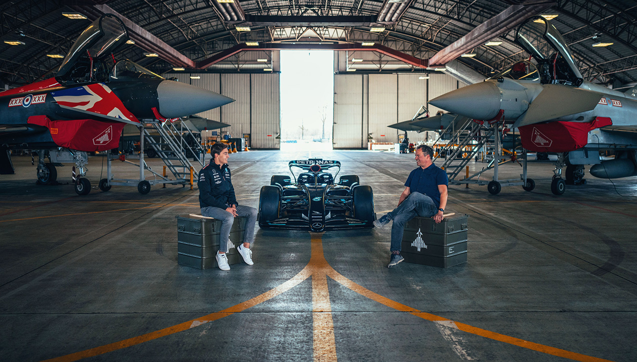 George Russell Flies an RAF Typhoon - Mercedes-AMG PETRONAS F1 Team