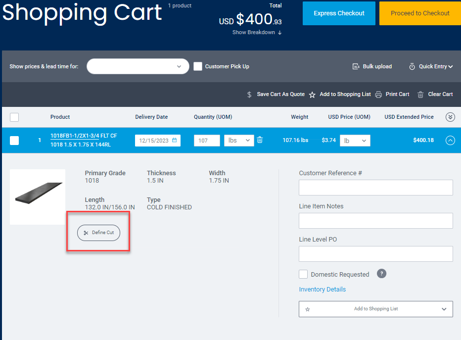 tell if an item can be cut