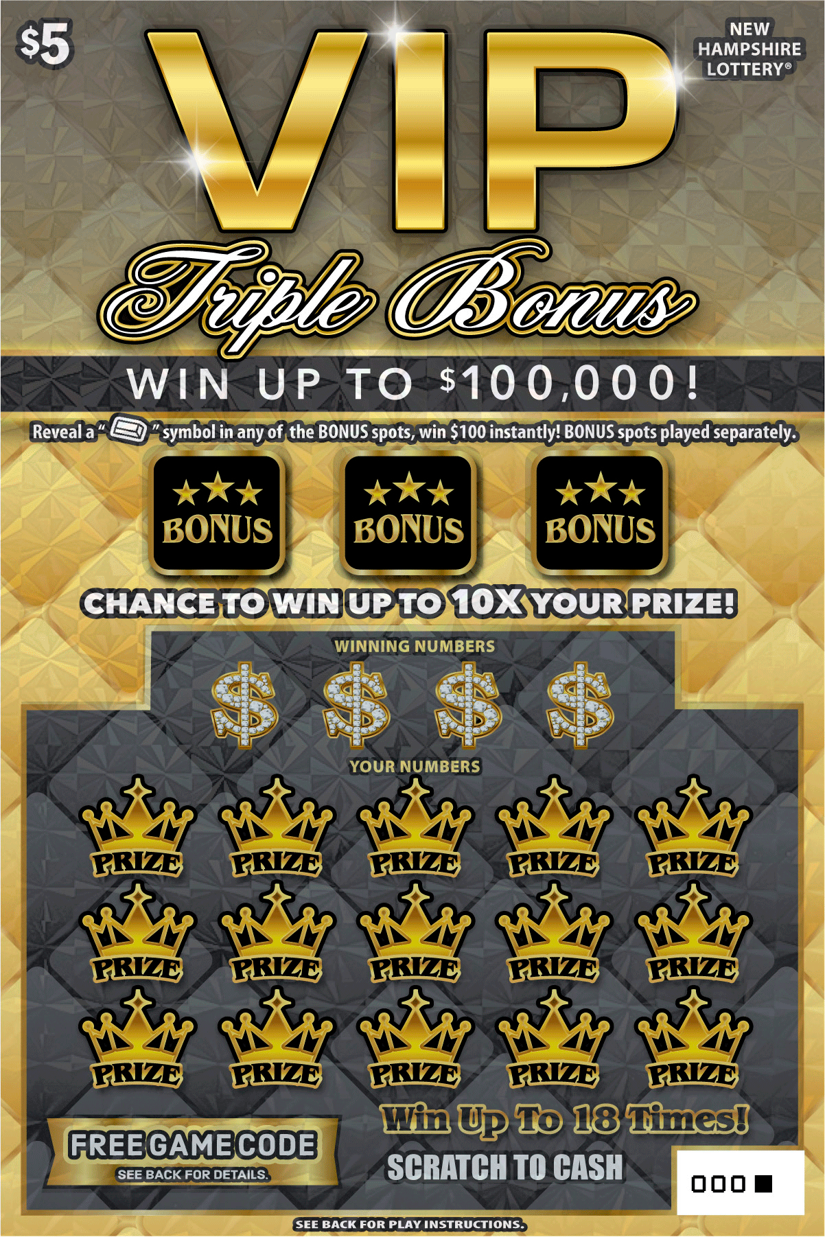 1685 – Vip Triple Bonus - New Hampshire Lottery