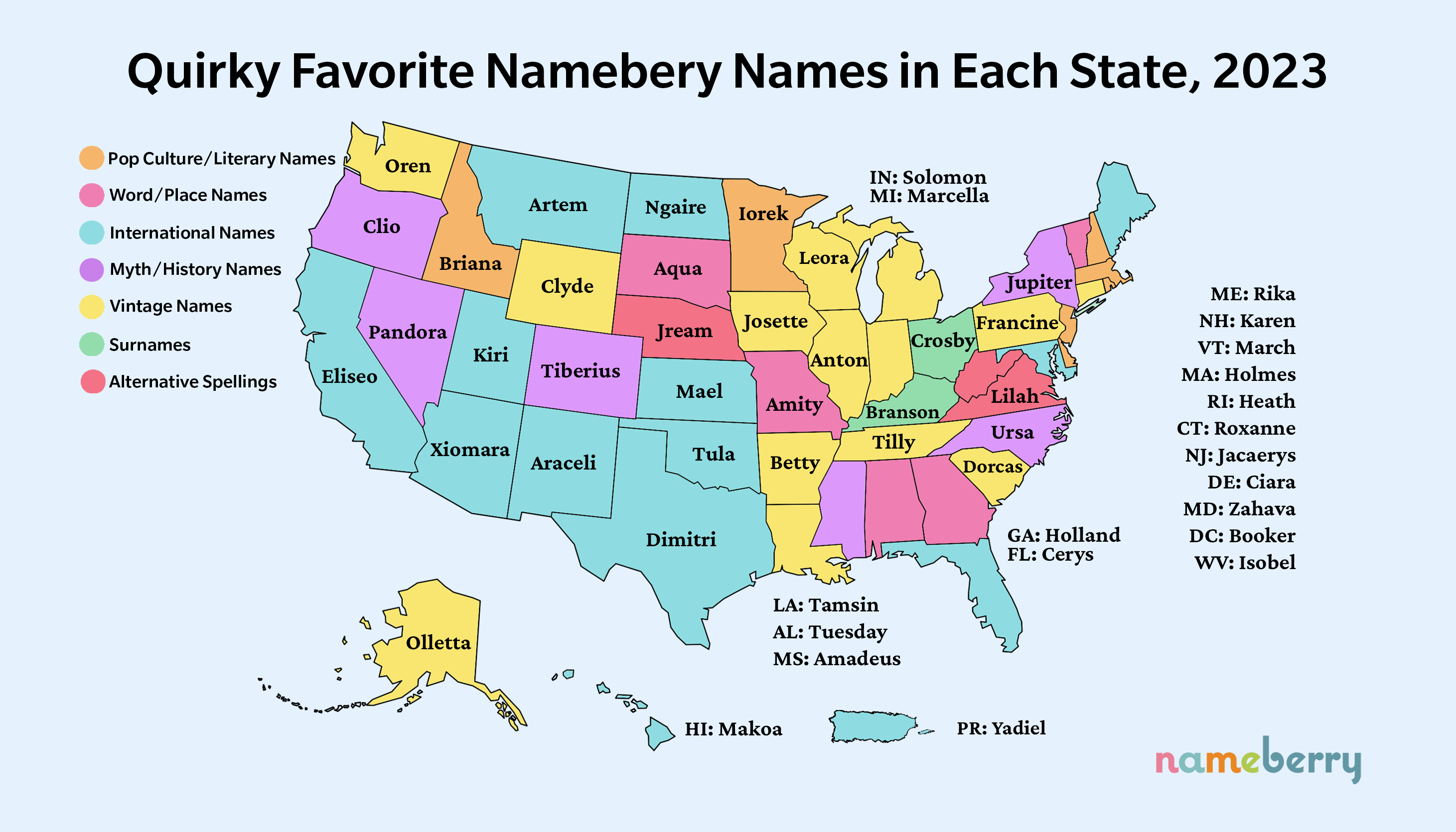 Each State's Unique Favorite Name on Nameberry | Nameberry